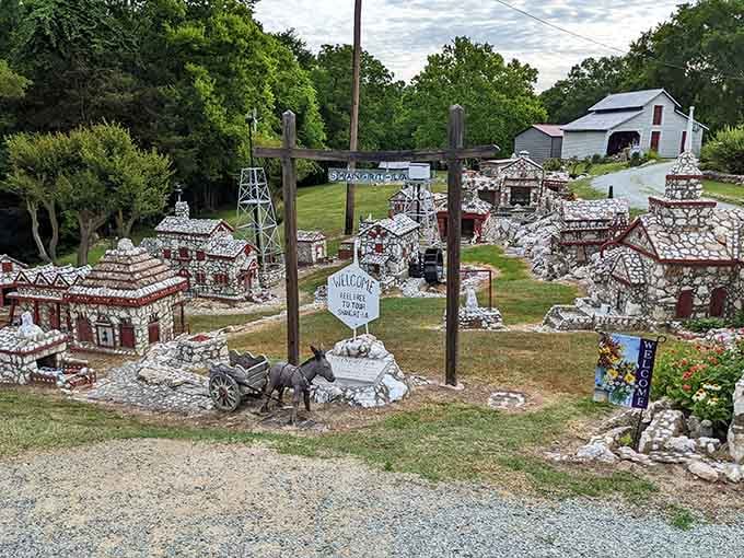 The full village spread out before you, complete with a mule and cart out front welcoming every single visitor.