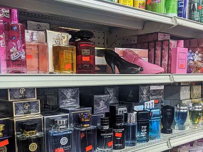 Rows of fragrances with names like Savannah, Secret Plus, and 717 VIP Black, a whole world of scent waiting to be discovered.