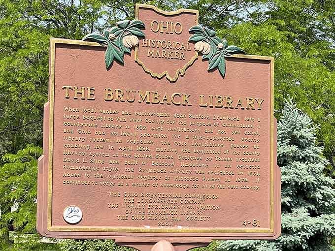 An Ohio Historical Marker confirming this castle of knowledge earned its place in the history books.