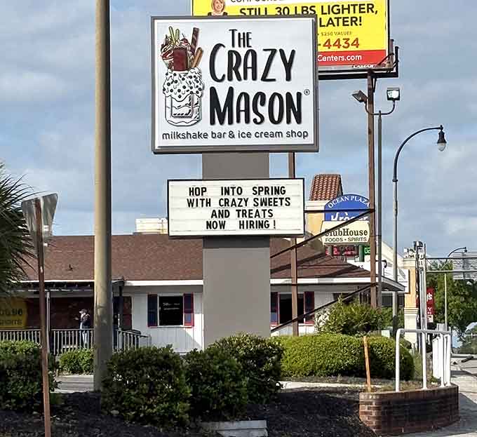 The roadside sign says it all. Crazy sweets, crazy treats, and a community that keeps showing up for more.
