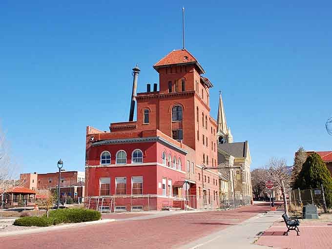 The old Schneider Brewery building looms over the brick plaza like a proud relic refusing to be forgotten.