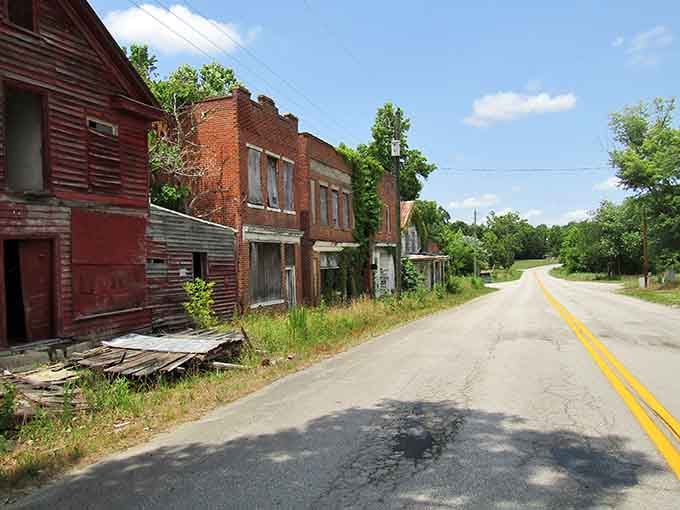 The main road through Union Level sees more ghosts of the past than actual traffic in the present.