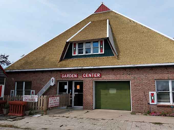 The Garden Center building, with its distinctive thatched-style roof, looks like it was shipped straight from the Dutch countryside.