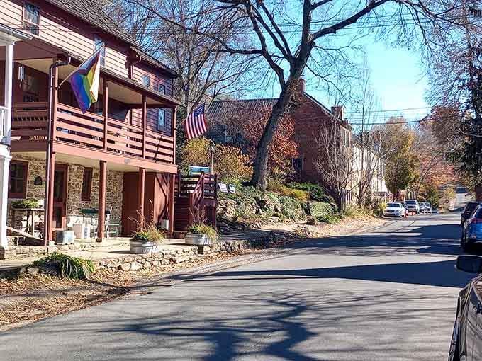 Stone foundations, wooden porches, and flags catching the breeze. Waterford's historic streets feel like a conversation with the past.