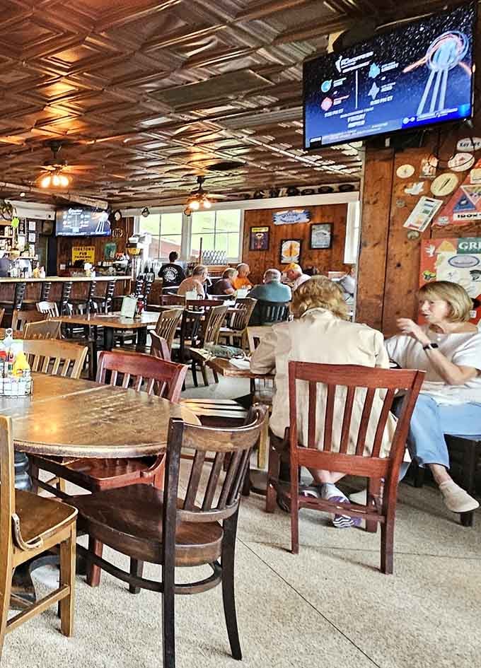 Diners enjoying their meals in that universal posture of people who've made excellent life decisions about lunch today.