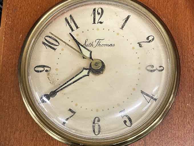 This vintage clock still ticks away the hours, proving that time-tested quality beats disposable modern gadgets every time.