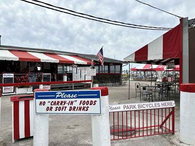The entrance says it all, no fuss, no pretense, just good food and a gate that opens up to something genuinely wonderful.