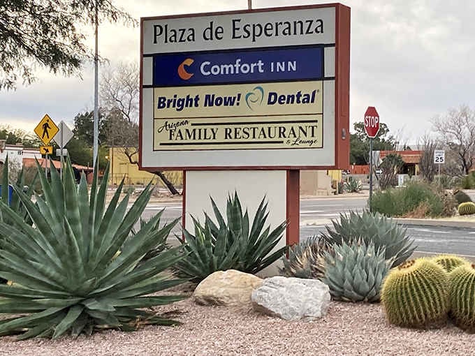 Plaza de Esperanza is home to Arizona Family Restaurant and Lounge. Hope, it turns out, is also on the menu.