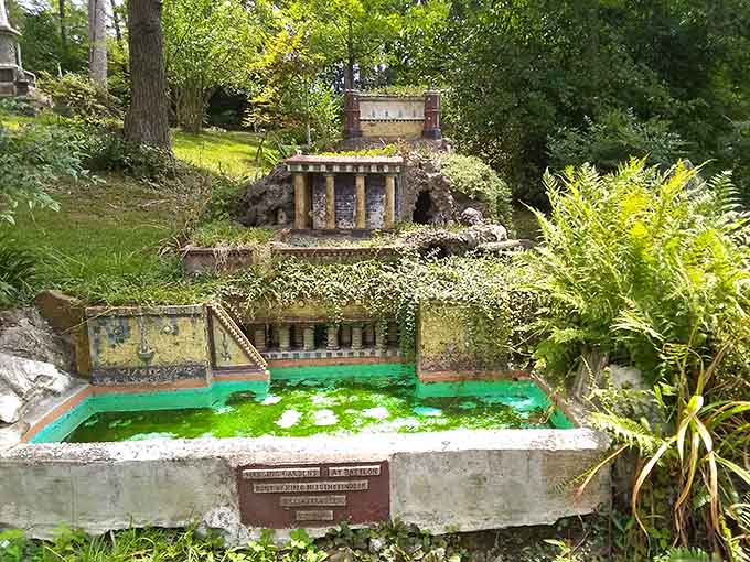The Hanging Gardens of Babylon, complete with vivid green water, proving Brother Joseph never thought small about anything.