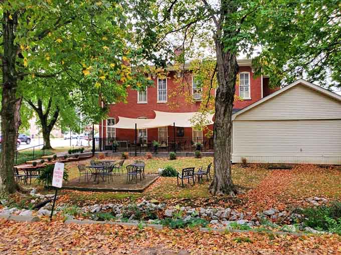 In autumn, Back Home Restaurant looks like a painting. Falling leaves, old trees, and that beautiful brick building waiting for you.