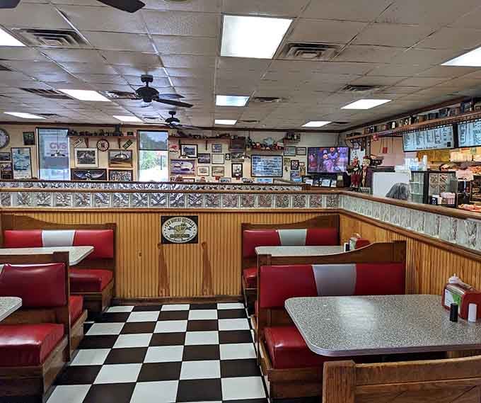 Red booths, ceiling fans humming, memorabilia everywhere &mdash; the Bantam Chef dining room earns every single return visit.