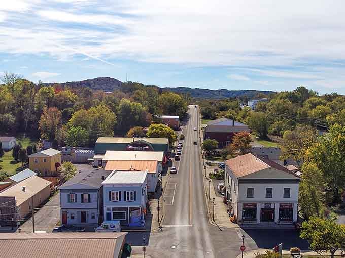 Aerial perspective reveals a compact downtown surrounded by mountains, proving paradise doesn't require skyscrapers or congestion.