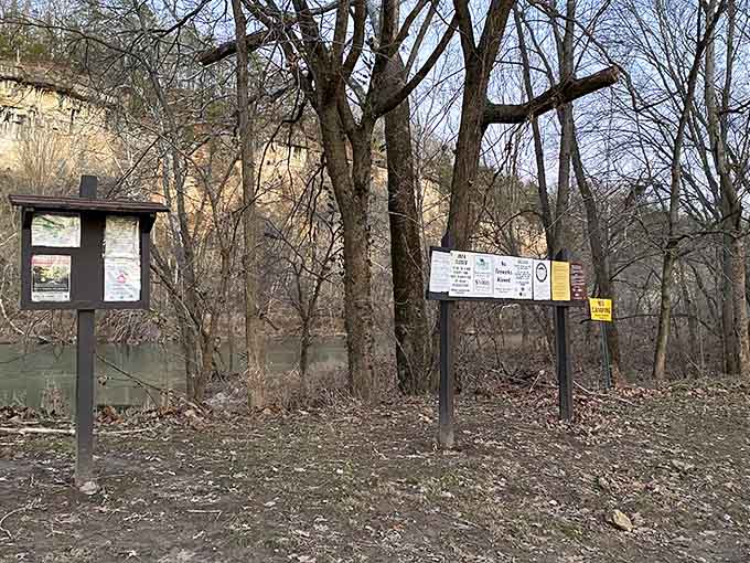 The information boards at Blue Springs Creek: your official gateway to one of Missouri's most rewarding outdoor adventures.