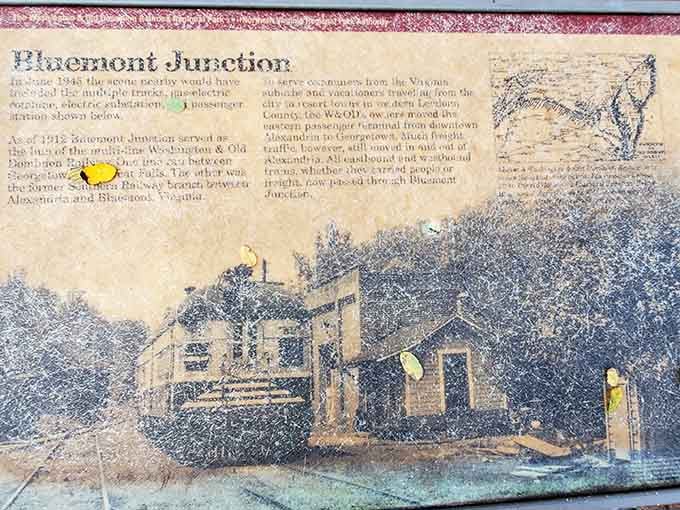 Faded but still fascinating, this historical panel holds stories about a railroad junction that shaped Northern Virginia.