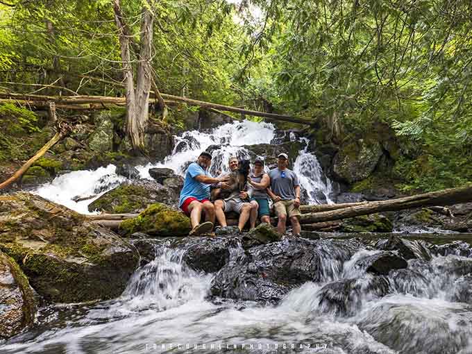 A waterfall hidden deep in the north woods, shared with good friends, is worth every single paddle stroke to get there.