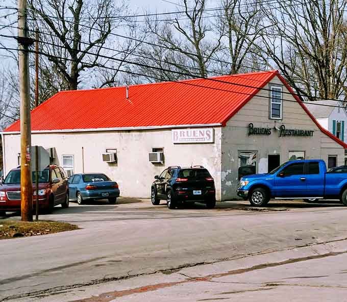 That bold red roof visible from the street is basically Bruen's way of saying, "You found us, now come eat."