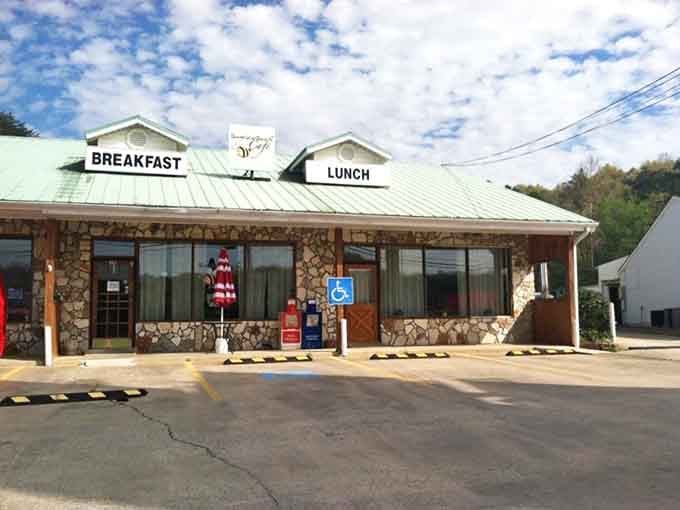 Stone walls, a cheerful bee logo, and a parking lot that's never quite empty, this place earns every single customer.