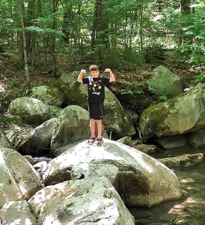 Pure trail joy, right there on those rocks. This is exactly the face the Cascades Trail puts on everyone who visits.