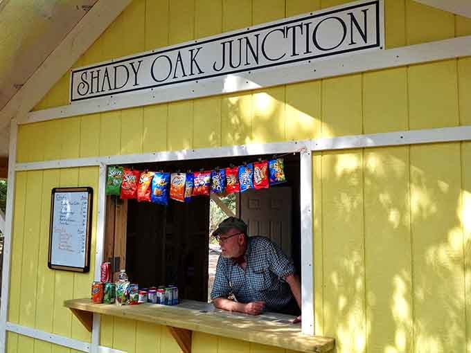 Shady Oak Junction serves up cold drinks and snacks, because even the best adventures need proper refreshment stops.