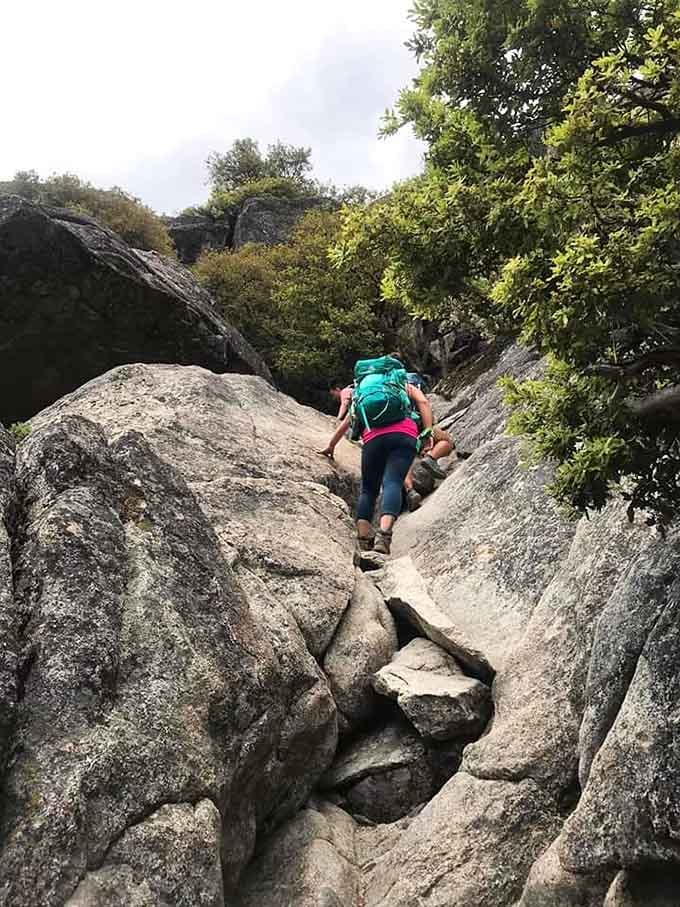 The rocky sections require attention to footing, unless you enjoy the sensation of falling on your face in public.