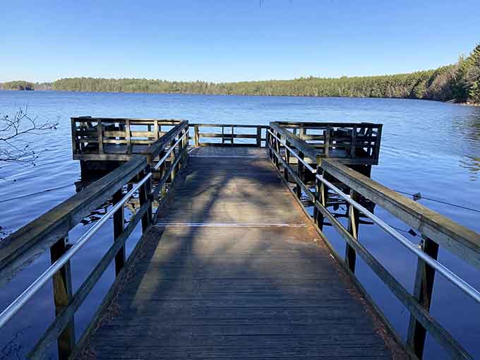 The fishing pier extends your chances of landing dinner and your opportunity to just breathe deeply.