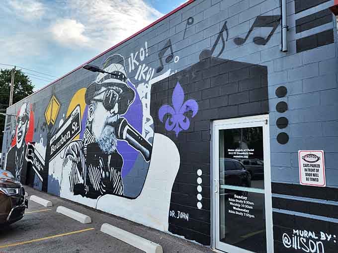 That mural of Dr. John on the back wall is the most rock and roll parking lot in Wisconsin.
