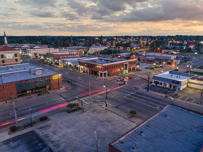 Golden hour illuminates downtown streets where community thrives and life moves at a refreshingly human pace worth savoring.