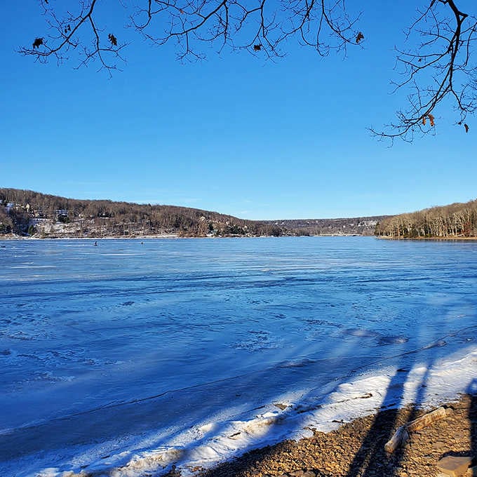 Even frozen solid, Deep Creek Lake is stunning. Winter here isn't a problem. It's actually the whole point.