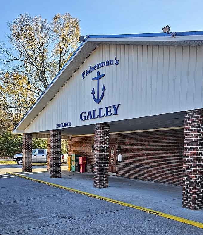 Fisherman's Galley, where the anchor on the sign is a promise that something good waits inside.