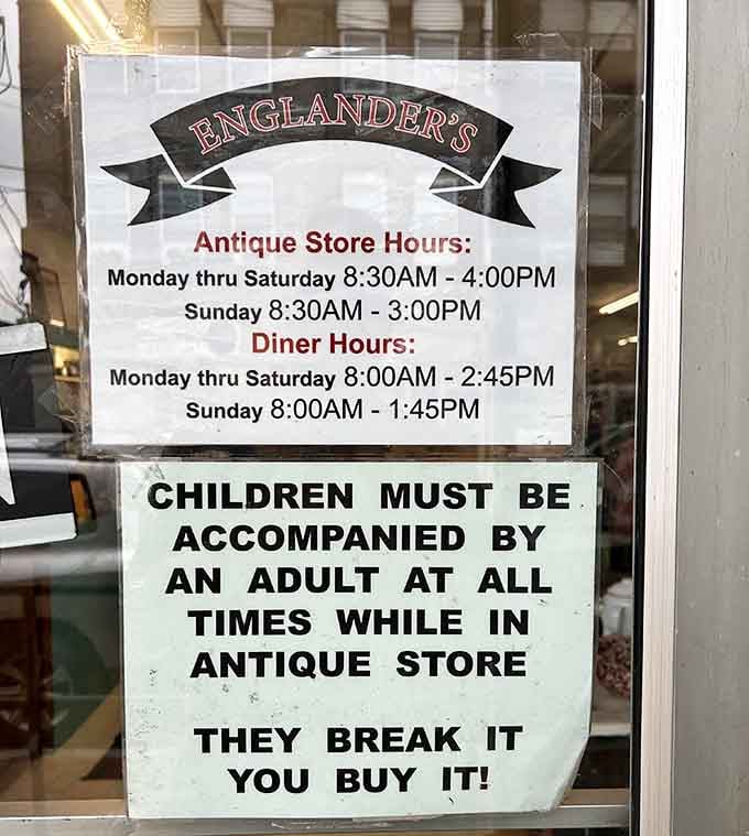 The sign on the door is firm but fair, and honestly, it's the most refreshing honesty you'll read all day.