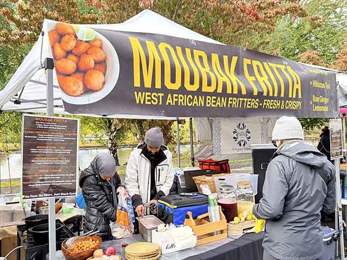 West African bean fritters, fresh and crispy, served right here at the market because great food belongs everywhere.