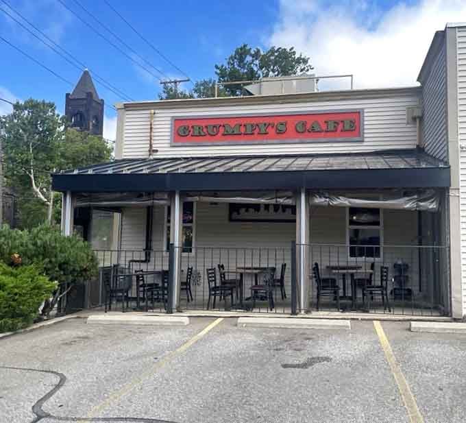 Outdoor seating, fresh air, and a church steeple in the background. Grumpy's patio might be Cleveland's most underrated dining spot.