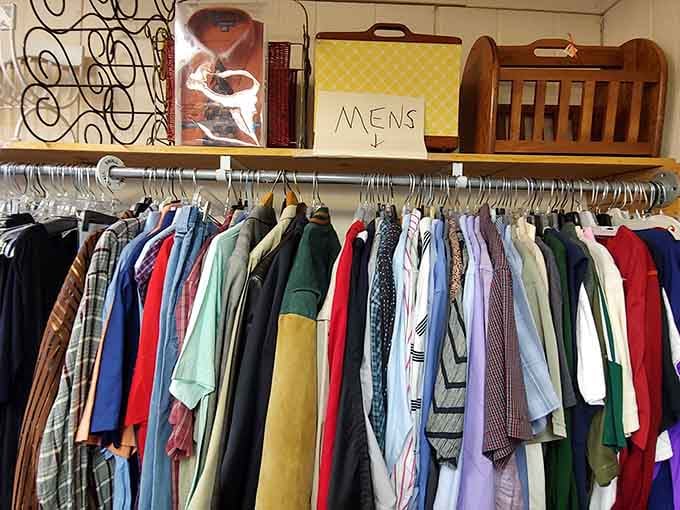 A full rack of men's shirts in every color and pattern, because well-dressed guys deserve a great deal too.