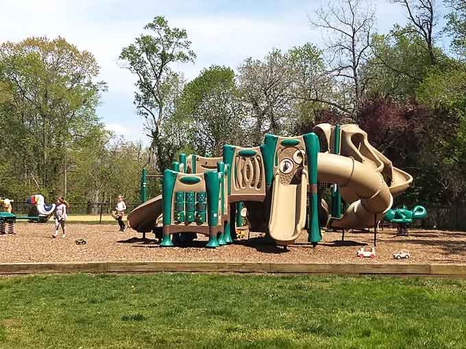 Mountwell Park's playground proves Haddonfield takes fun seriously, one slide and climbing structure at a time.
