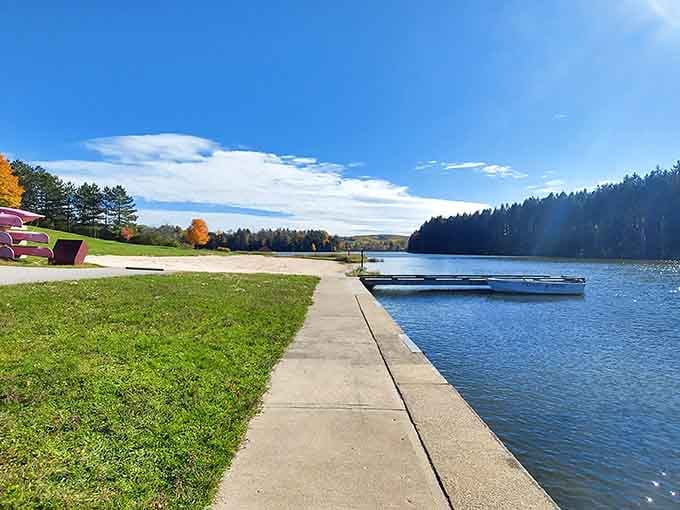 When the beach, the dock, and the sky all show up looking this good, you know you picked the right park.