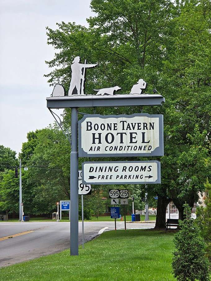 That classic roadside sign with Daniel Boone on top has been pointing travelers toward a great meal for generations.