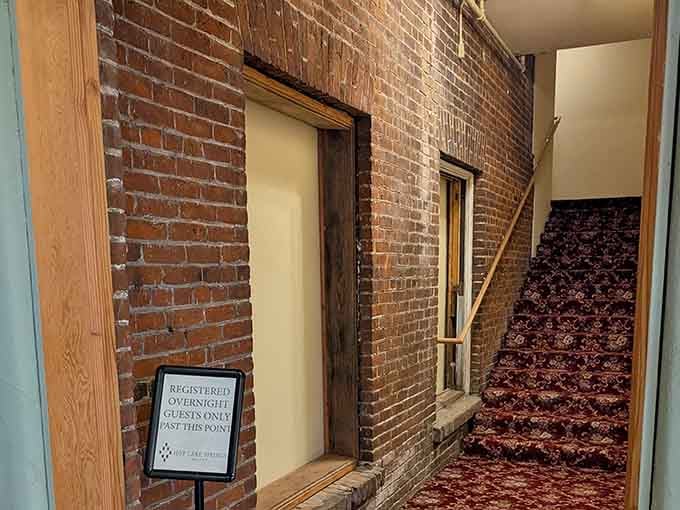 Registered overnight guests only past this point. Honestly, that sign makes you want to book a room immediately.