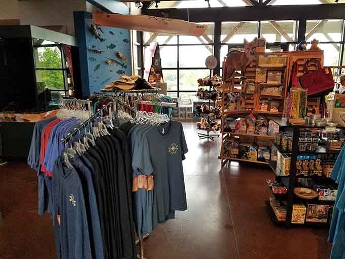 Souvenirs, t-shirts, and river gear, because taking a little piece of the James River home with you is completely allowed.