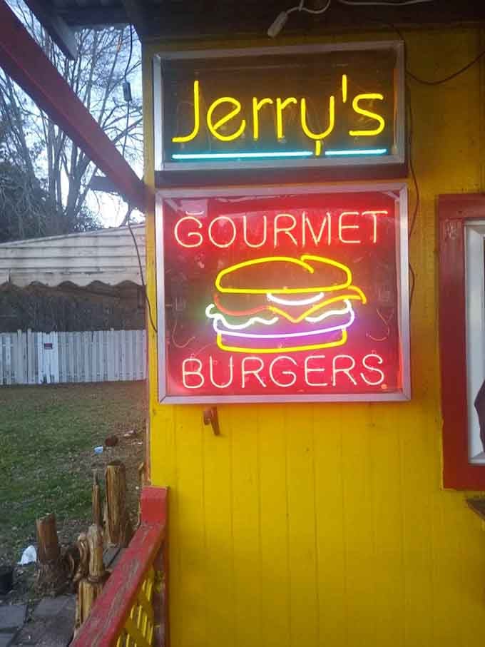 Those glowing neon signs promise delicious burgers inside, and Jerry's Gourmet Burgers delivers on that promise completely.