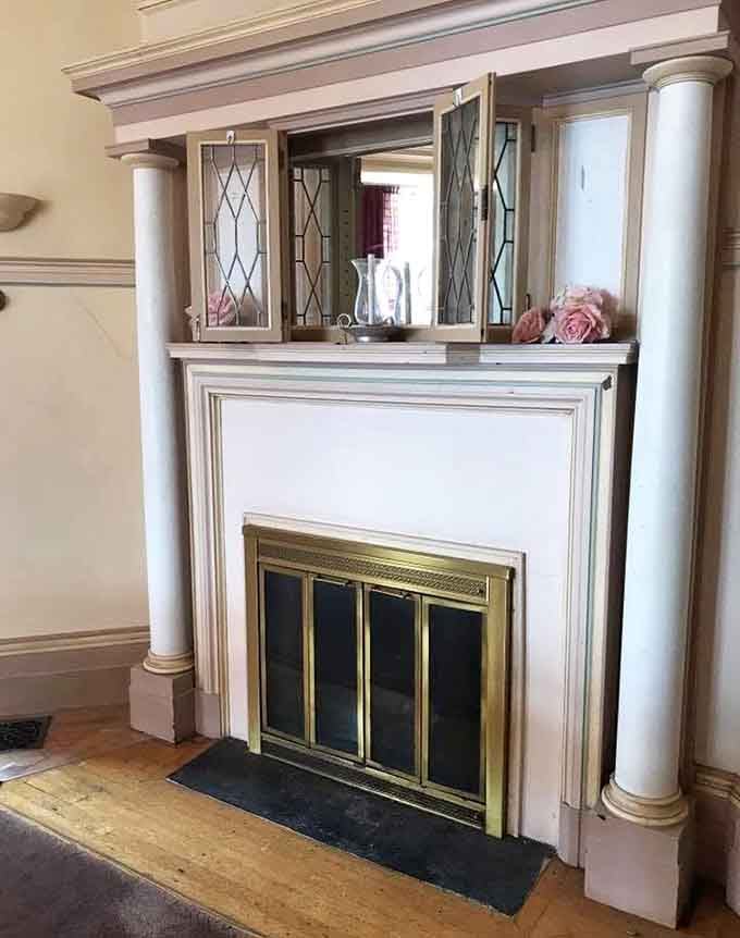 A fireplace this elegant deserves a roaring fire, a good book, and absolutely nowhere else to be this afternoon.