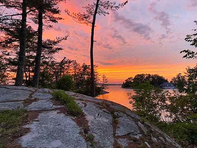 When the sky over the Thousand Islands turns this shade of molten orange and pink, you stop whatever you're doing and just stare. No apologies necessary.