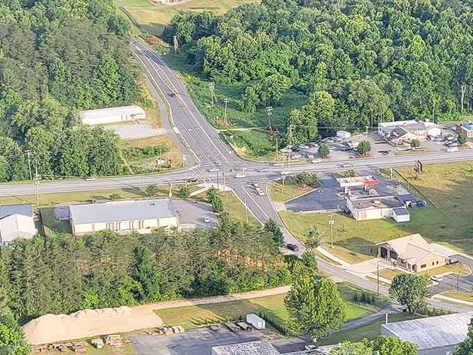 From up here, Lenoir looks exactly like what it is: a town surrounded by green, going about life beautifully.