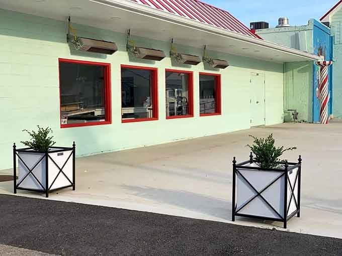Red-framed windows into the candy kitchen, where the real magic quietly happens every single day.