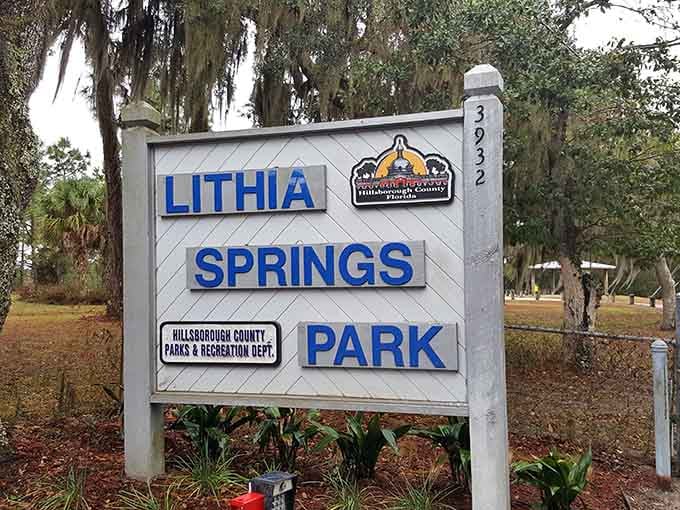 The sign that marks your arrival at Florida's best-kept secret for crystal-clear spring swimming.