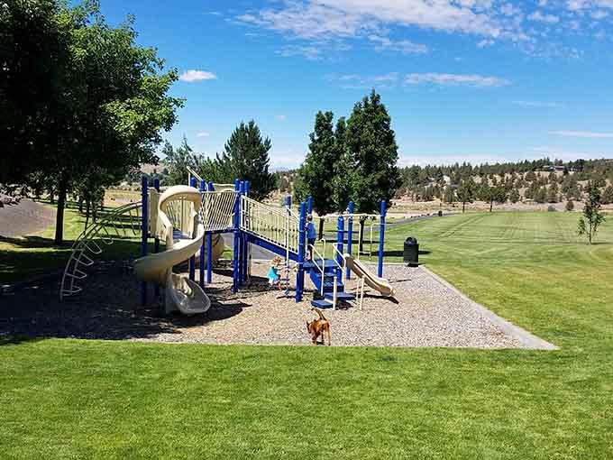 Juniper Hills Park gives kids a playground and adults a golf course, all under that wide, generous high desert sky.