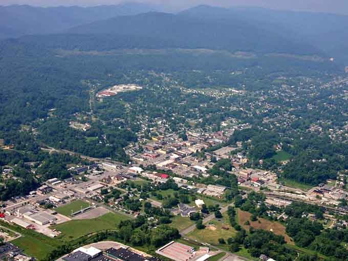 From up here, Middlesboro looks like a city that nature carefully cupped in its hands and kept safe.
