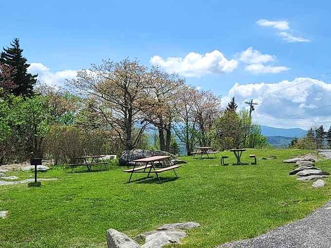 Picnic tables with million-dollar views, because even mountain explorers need lunch breaks with serious scenery.