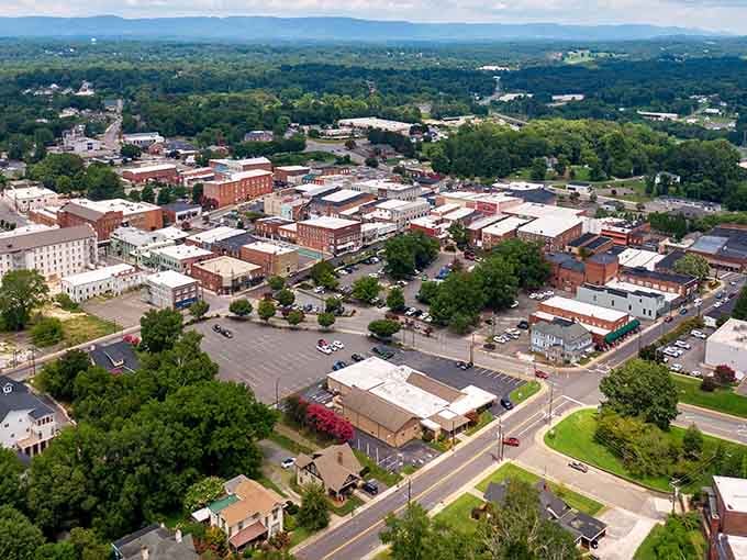 From up here, Mount Airy looks exactly like what it is, a real town with real roots and real charm.
