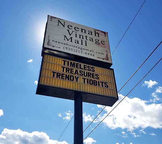 "Timeless Treasures, Trendy Tidbits" says the sign, and honestly, that's the most accurate store description you'll ever read.