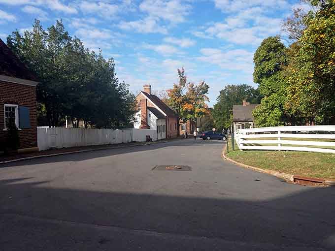 White fences, quiet roads, and autumn trees turning gold. Old Salem looks like a painting you can actually walk into.